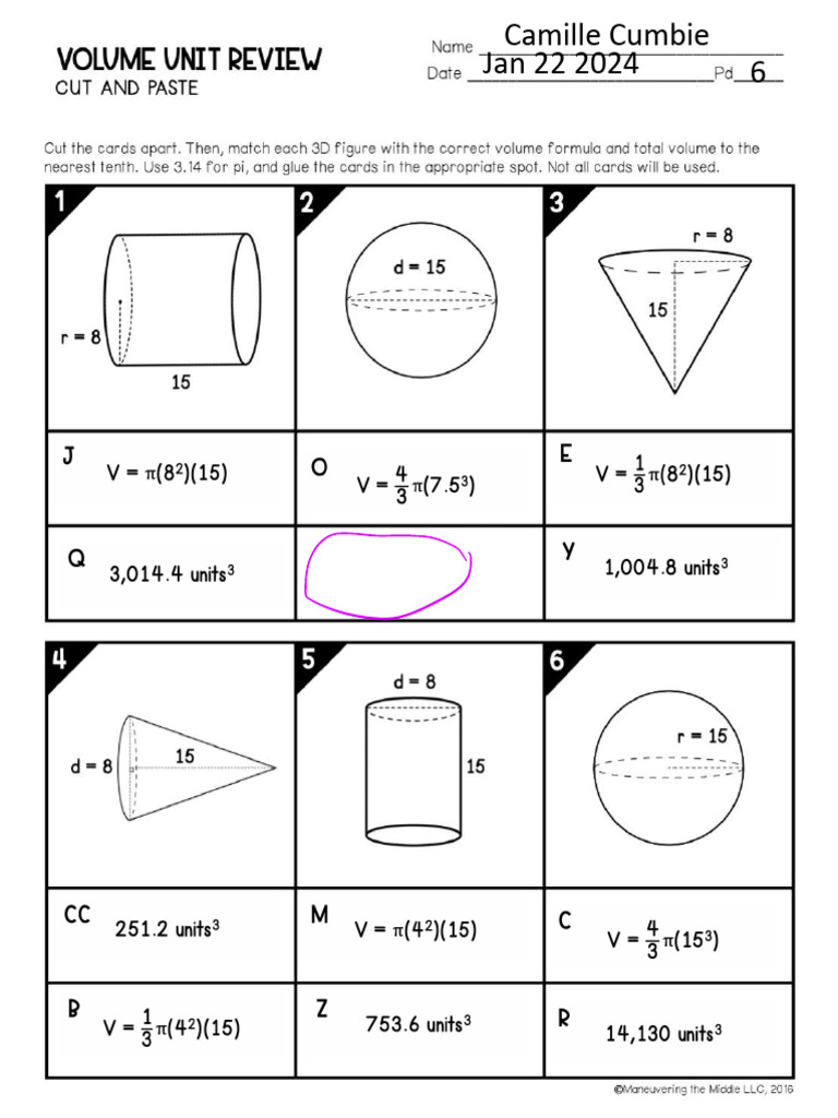 Volume of Spheres, Cones, Cylinders | PDF