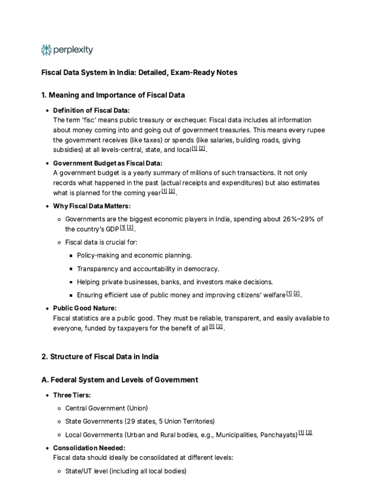 Fiscal Data System in India - Detailed, Exam-Ready | PDF | Government ...