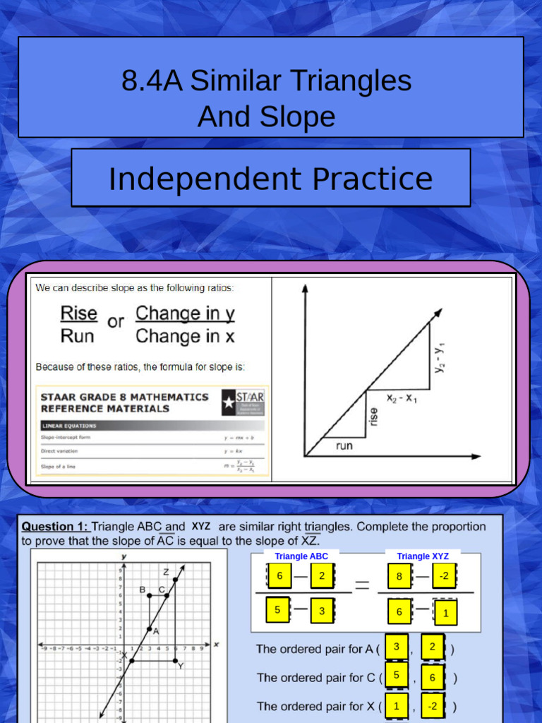 Similar Triangles and Slope Practice | PDF
