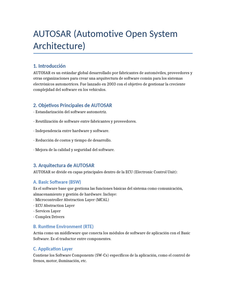 AUTOSAR Trabajo Completo | PDF