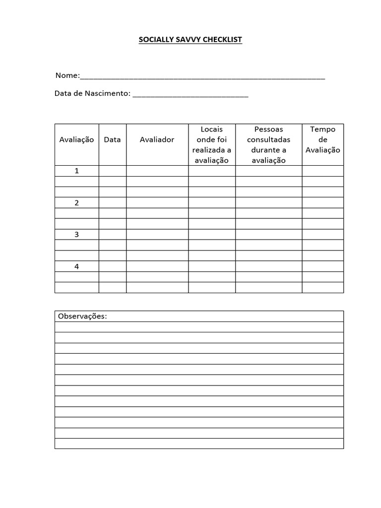Sociallysavvy Checklist Preto e Branco | PDF | Brinquedos | Emoções