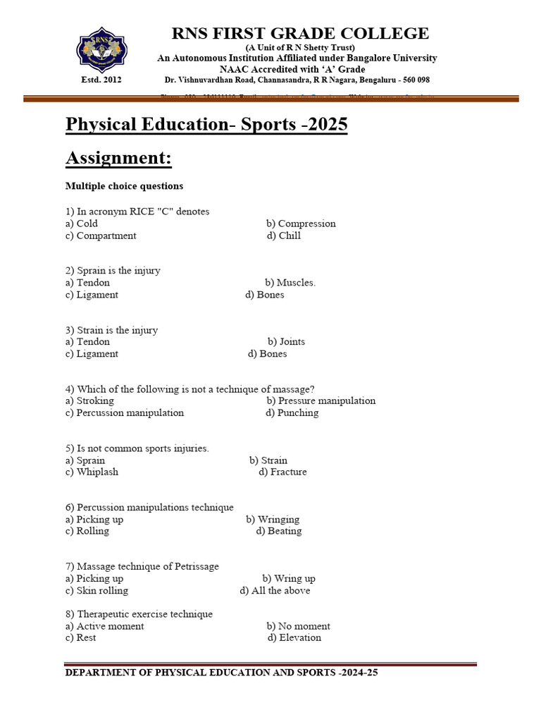 Physical Education 4th Sem Assignment 2025. | PDF | Diseases And ...