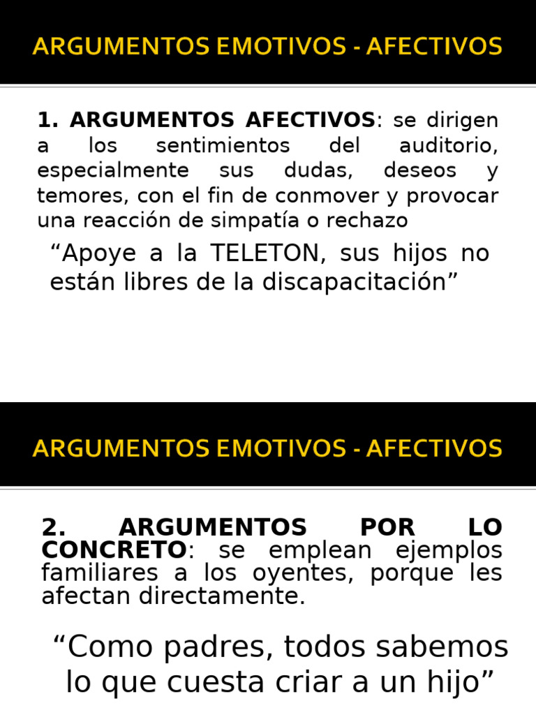 Argumentos Emotivos y Ejemplos Prácticos | PDF
