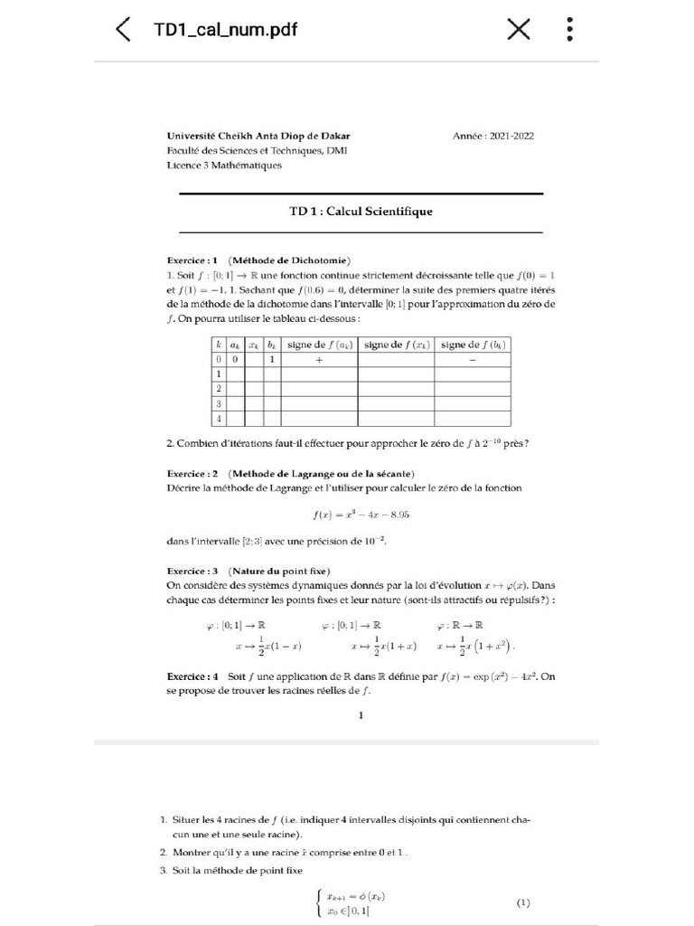 td (1, 2, 3)calcul scientifique;sw ️ | PDF