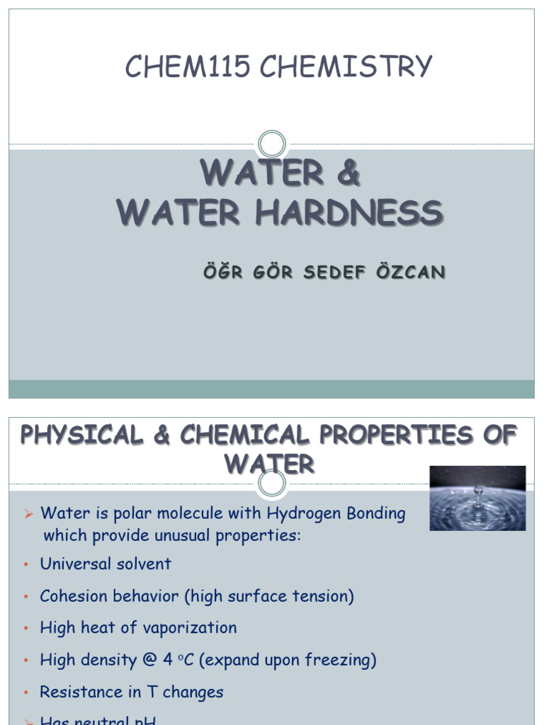Lecture 8 Water Hardness | PDF | Ion Exchange | Water