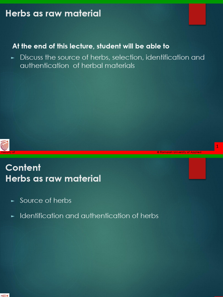 1.1 Herbal Raw Material | PDF | Medicinal Plants