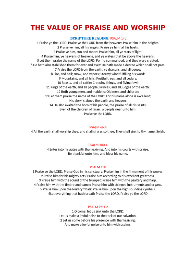 Understanding Praise and Worship | PDF | Worship | Religious Belief And ...