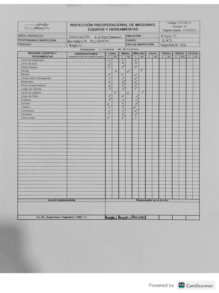 Insp Herramientas Abril | PDF