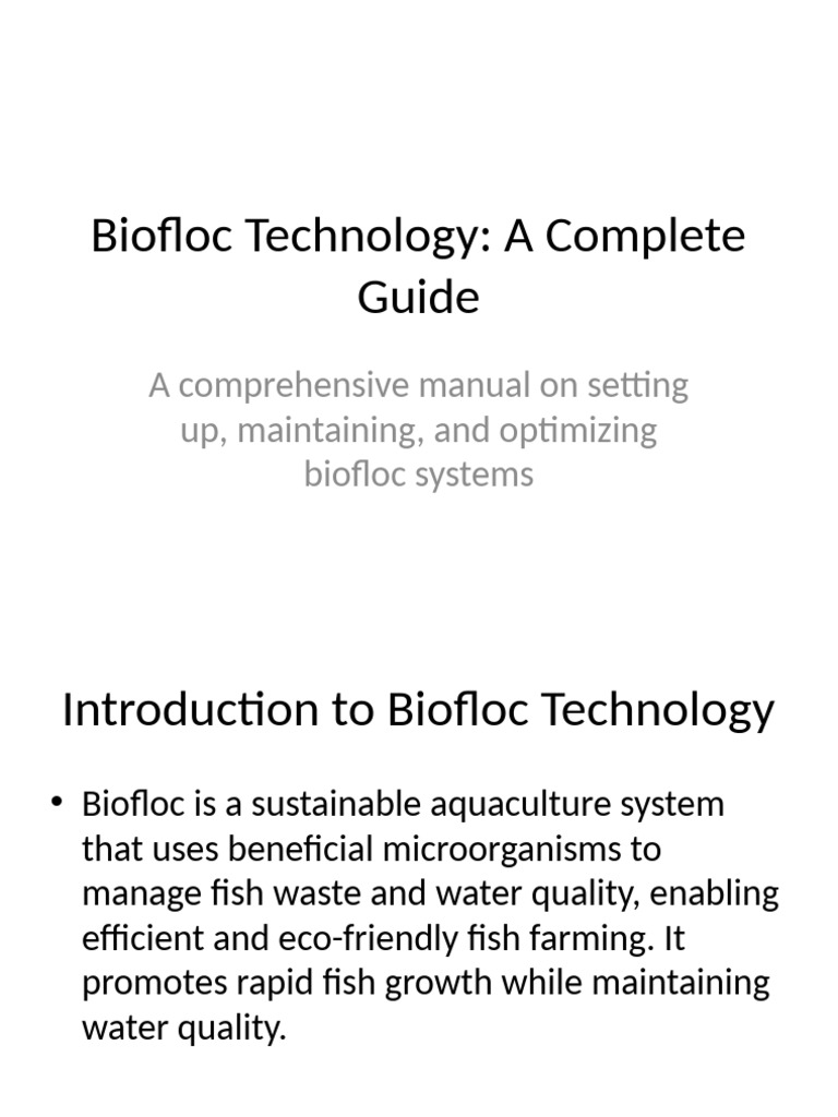 Biofloc Manual Sample | PDF