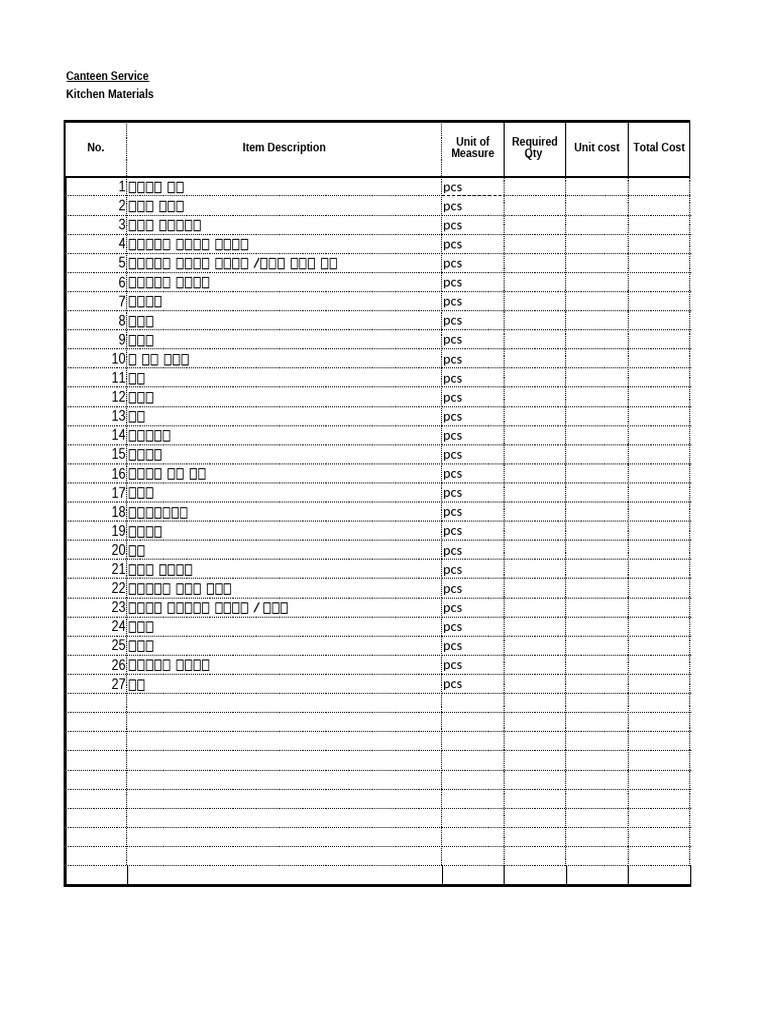 Canteen Service | PDF