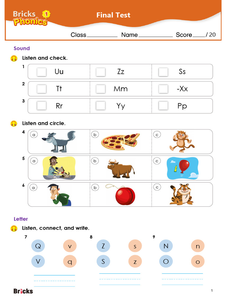 Bricks Phonics_L1_Final Test | PDF