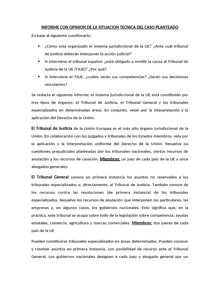 INFORME tp2 Int - Reg | PDF | Judicaturas | Ley de la Unión Europea