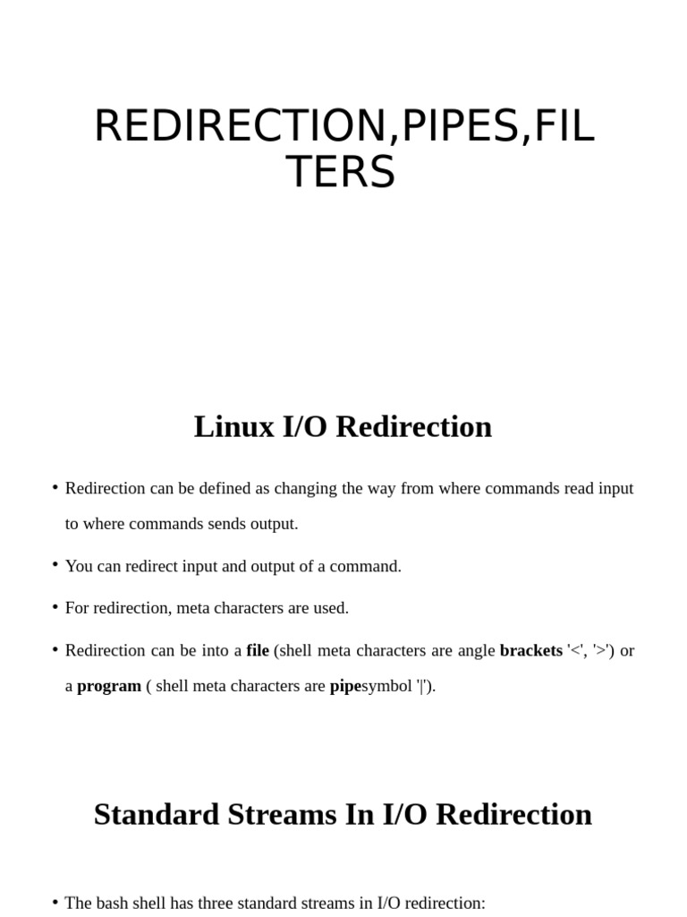 Redirection, Pipes, Filters | PDF | Software | Computer Programming