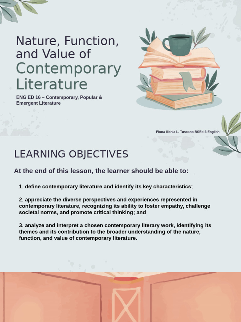 Understanding Contemporary Literature | PDF | Narration | Play (Theatre)