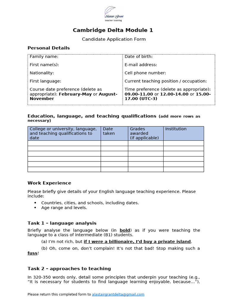 Delta 1 - Application Form - FULL NAME (2024) | PDF