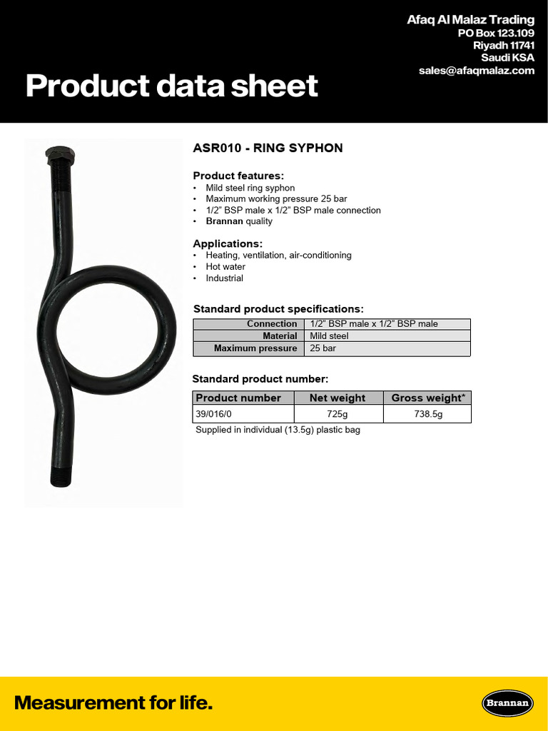 Afaq Al Malaz ASR010 Ring Syphon PDS | PDF