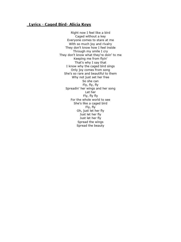 Alicia Keys Caged Bird Lyrics | PDF