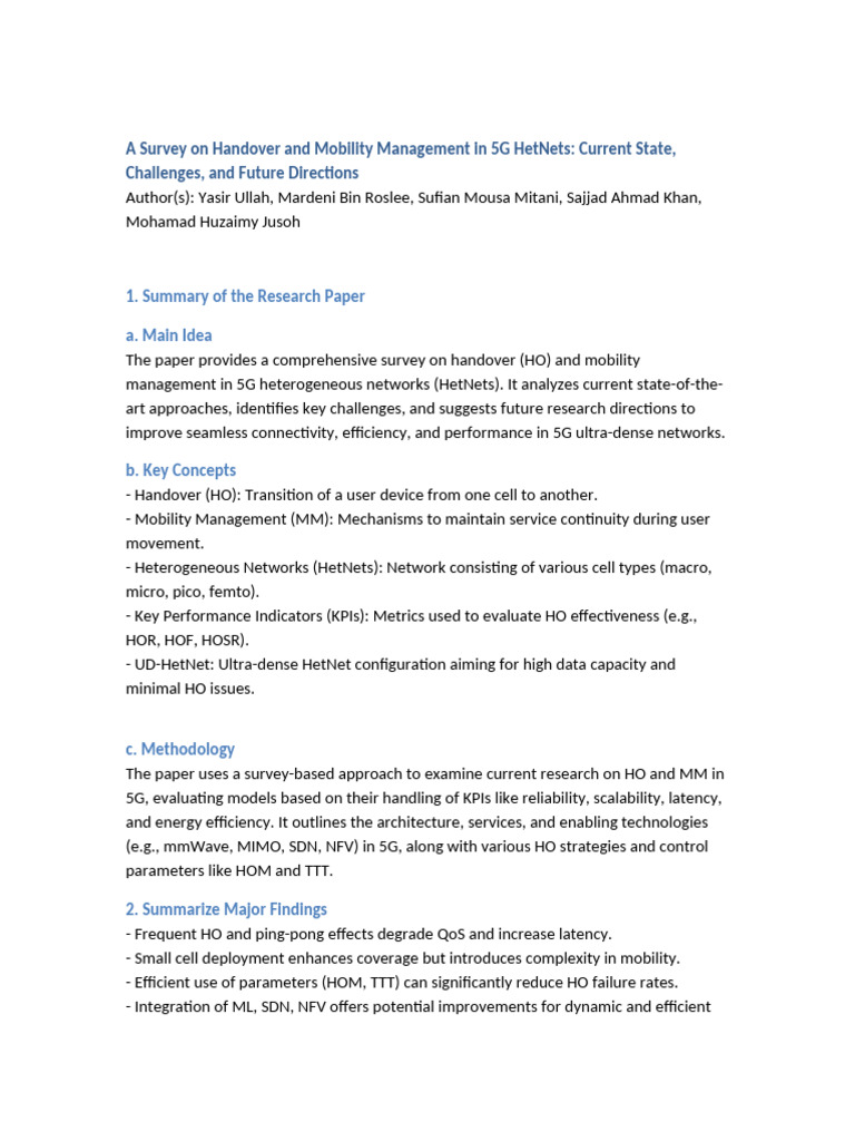 5G Handover Report Extended | PDF | Telecommunications | Computer ...