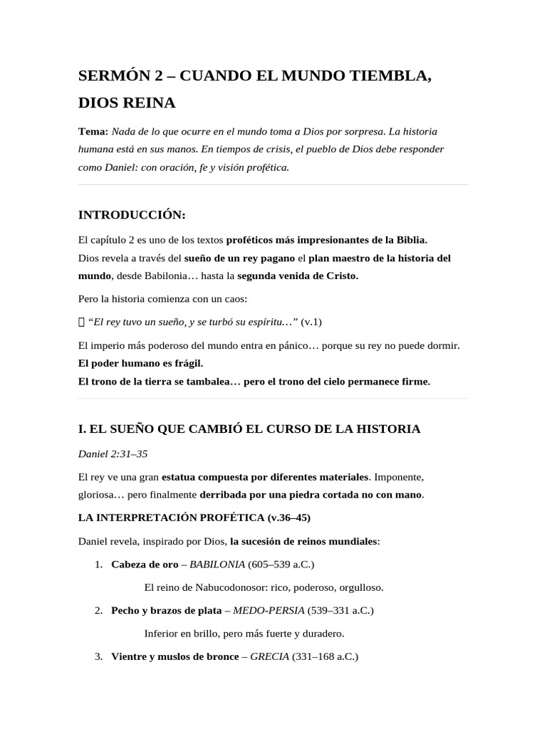 Dios Reina en Tiempos de Crisis | PDF | Daniel (figura bíblica) | Oración