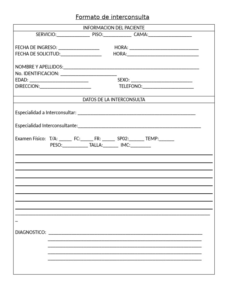 Formato de Interconsulta | PDF