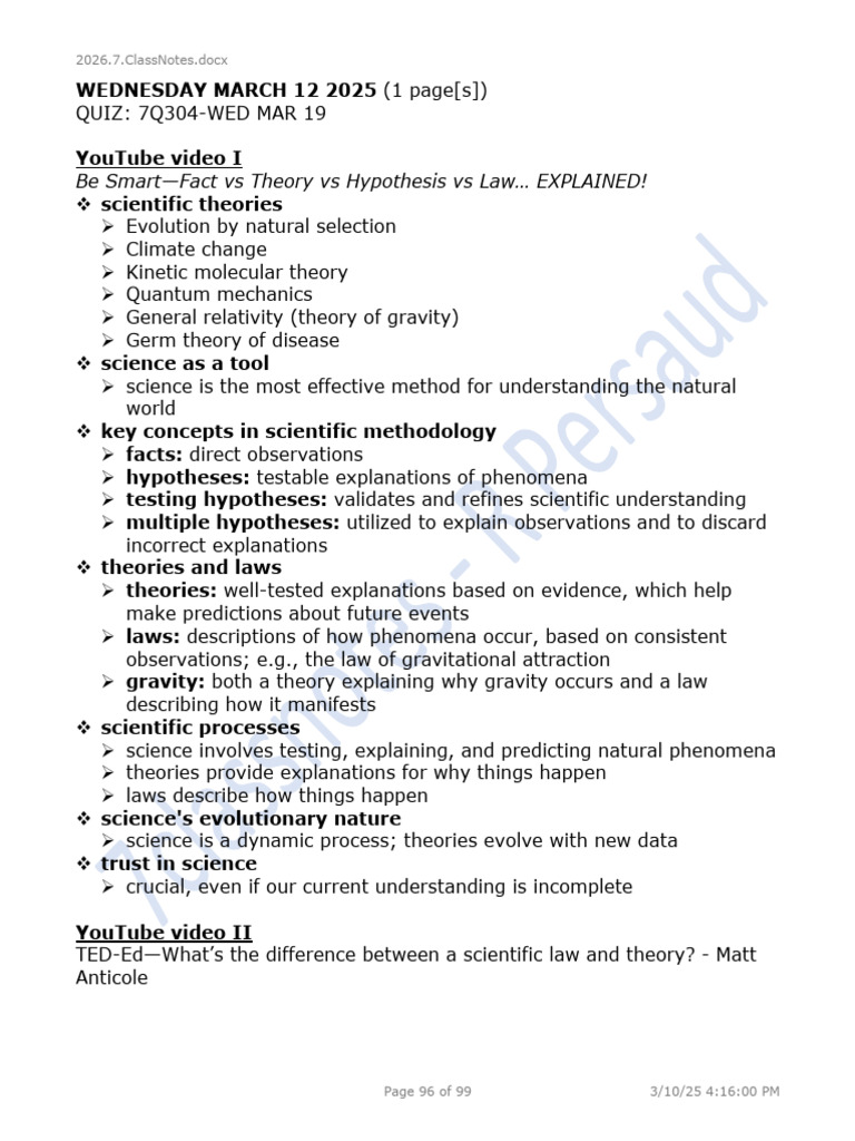 26.7.20250312.ClassNotes YouTube Fact Theory Hypothesis Law | PDF