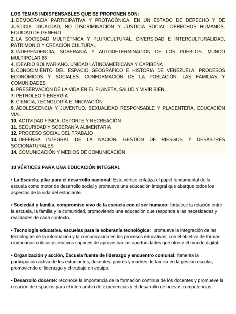 Los Temas Indispensables | PDF | Escuelas