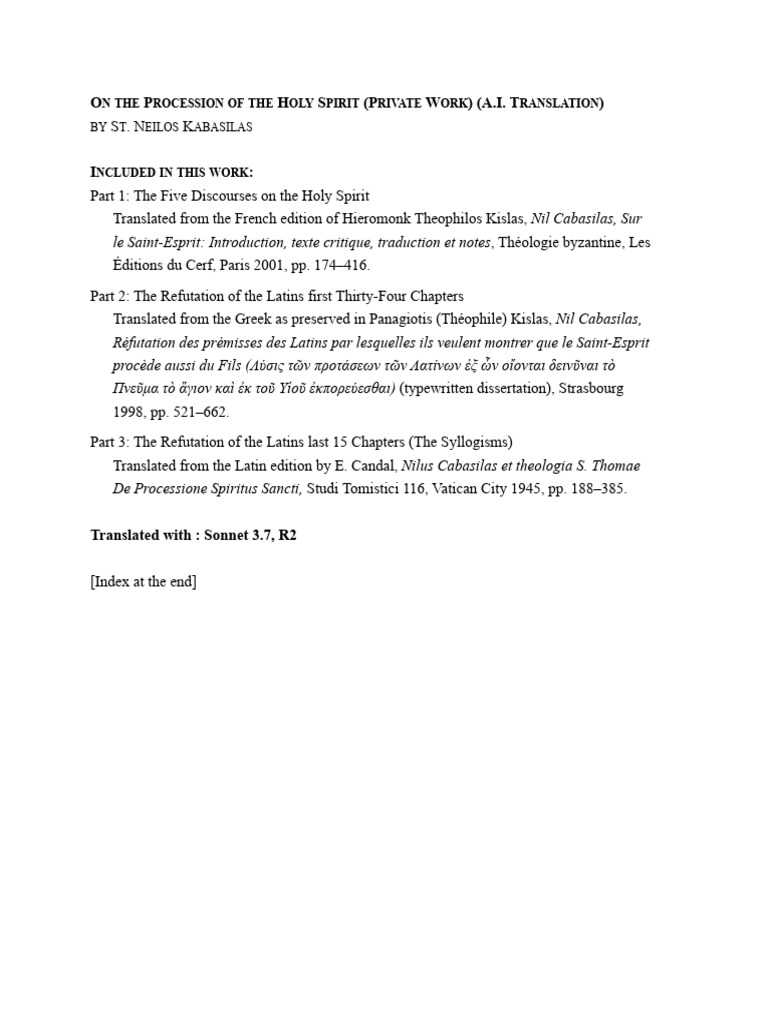 On The Procession of The Holy Spirit-1 | PDF | God The Father | Trinity