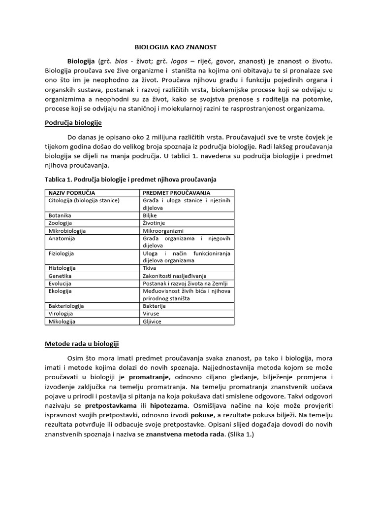 Biologija - 1. razred | PDF