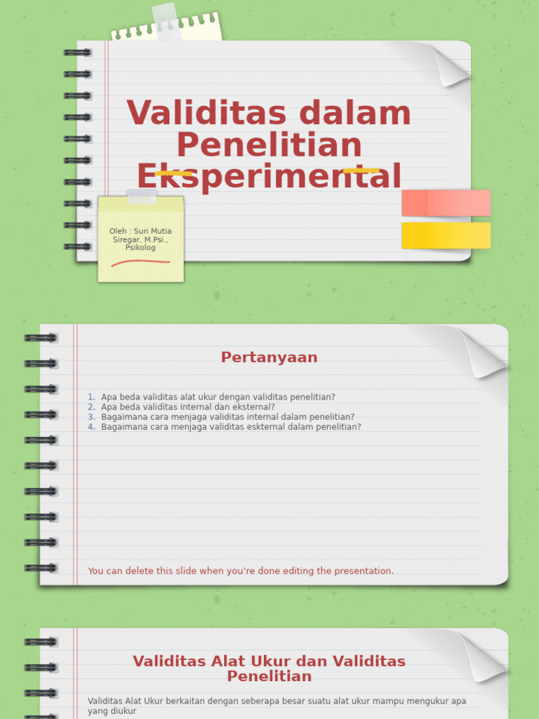 Validitas Dalam Penelitian Eksperimental | PDF