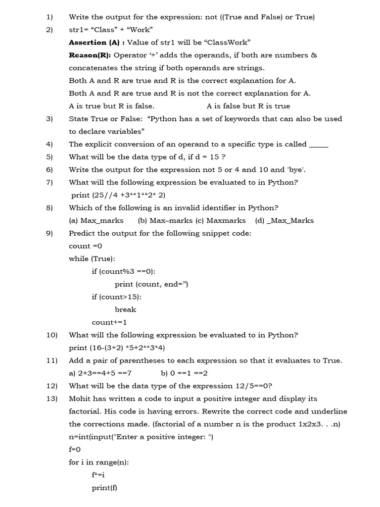 Worksheet 1 (Revision Tour 1 & 2) | PDF | Mathematical Logic | Computer Science