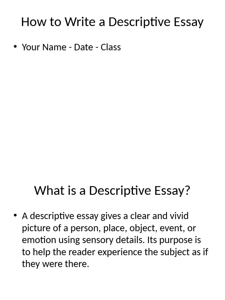 Descriptive Essay Presentation | PDF