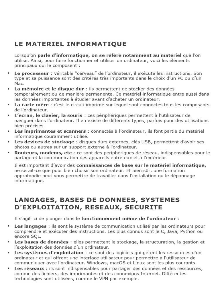Guide complet du matériel informatique | PDF | Matériel informatique ...