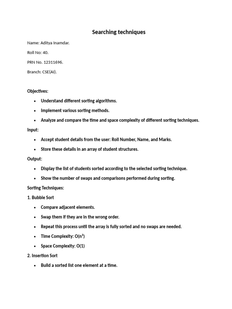 40 Aditya Inamdar Assignment 01 | PDF | Computer Programming | Algorithms And Data Structures