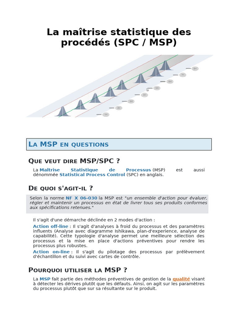 Maîtrise Statistique des Procédés (MSP) | PDF