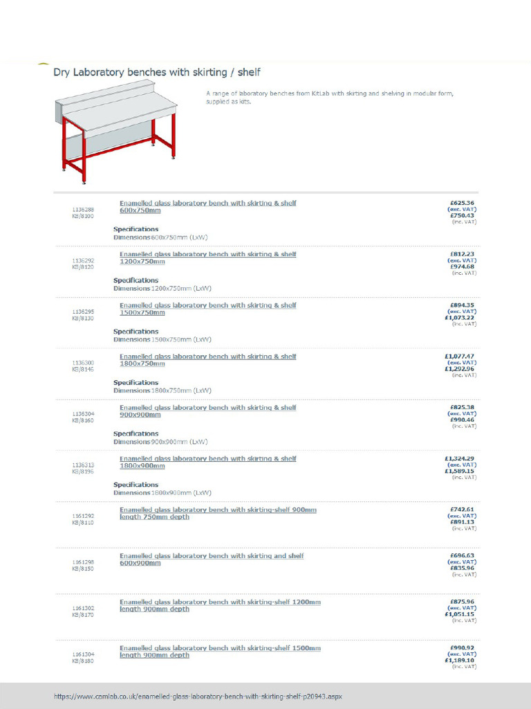 camlab-uk-dry-laboratory-benches-with-skirting-shelf | PDF