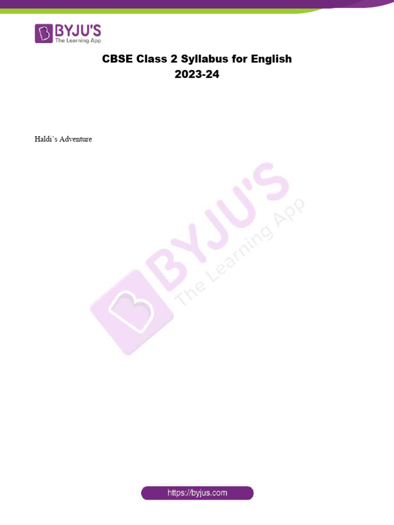 CBSE Syllabus For Class 2 English 2023 24 | PDF