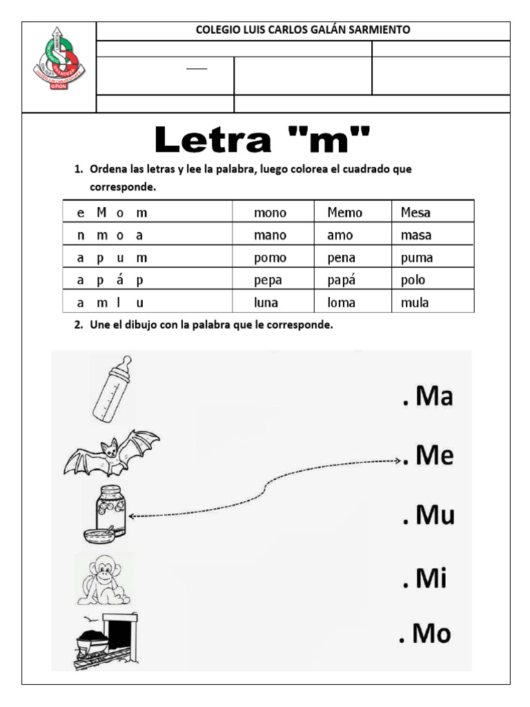GUIA 2 Letras M, P, S, L | PDF
