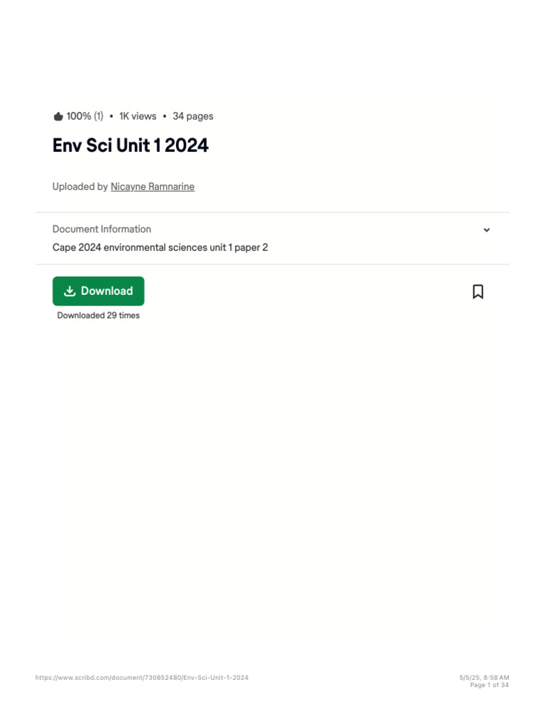 Env Sci Unit 1 2024 - PDF | PDF | Scribd