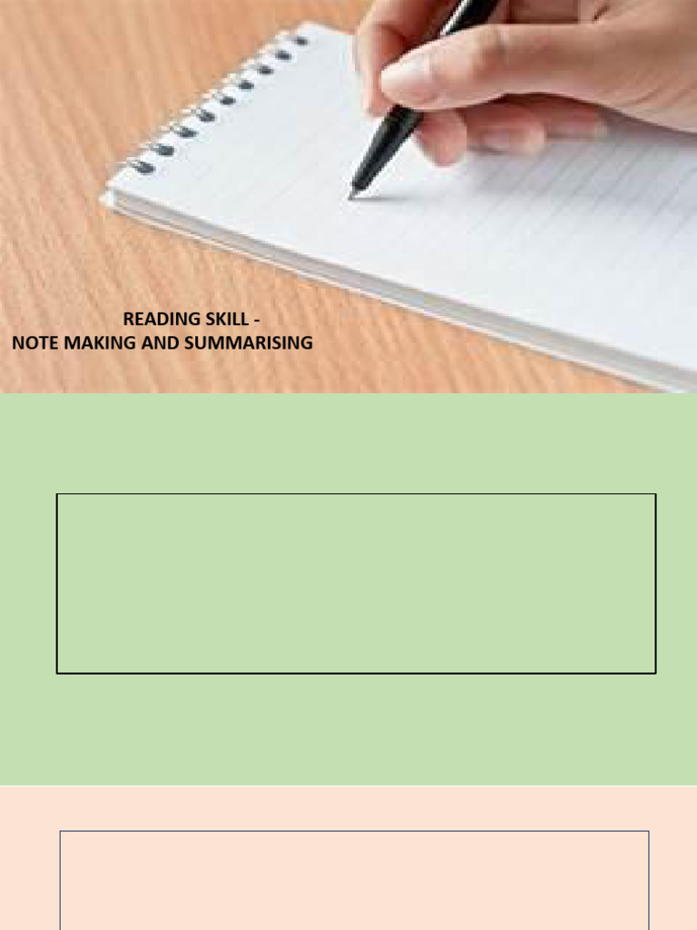 Reading Skill - Note Making and Summarising | PDF