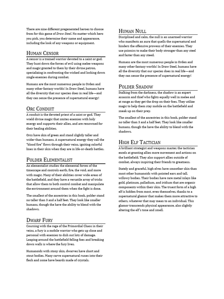 Delian Tomb Pregen Descriptions | PDF | Elves