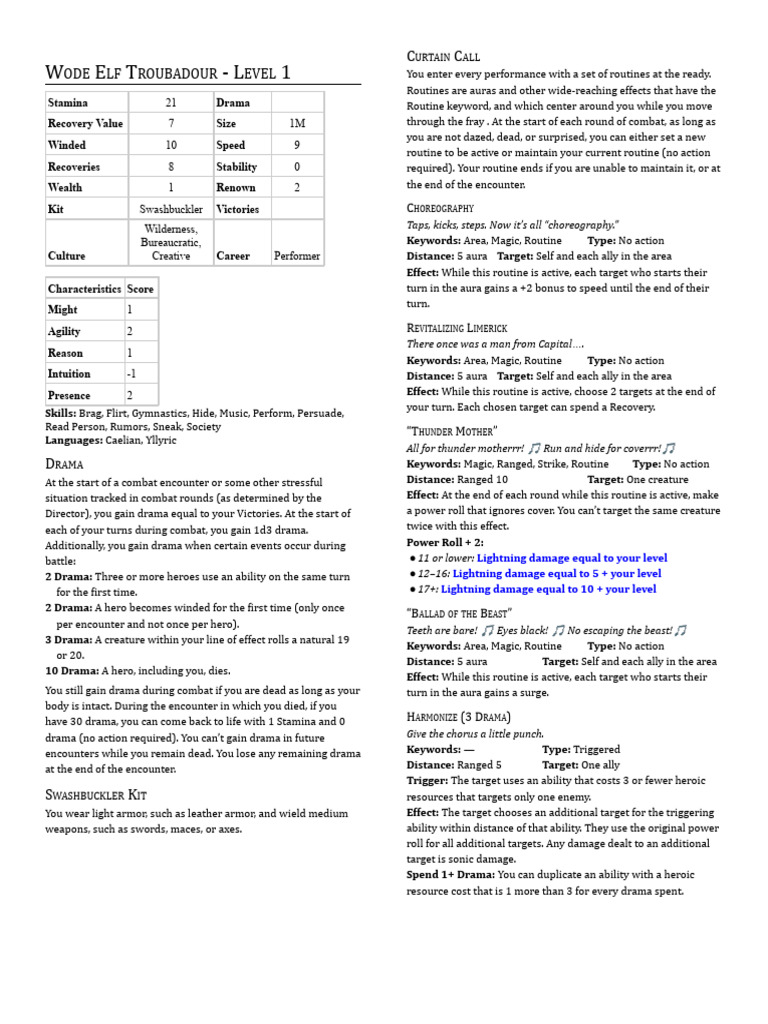 Wode Elf Troubadour DT v3 | PDF