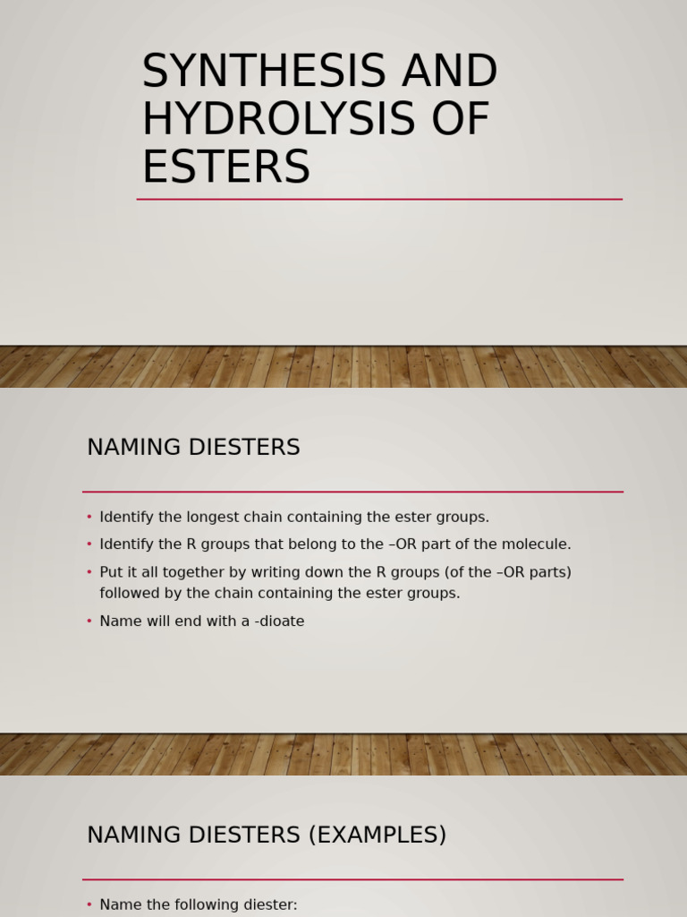 Synthesis and Hydrolysis of Esters | PDF | Ester | Hydrolysis
