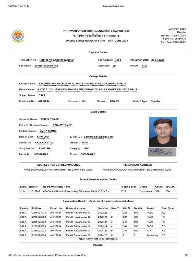 Examination Form ADI | PDF