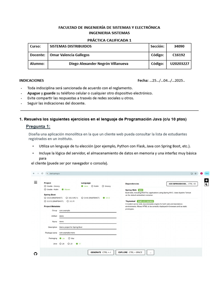Practica Calificada 1 | PDF | Java (lenguaje de programación) | Ingeniería Informática
