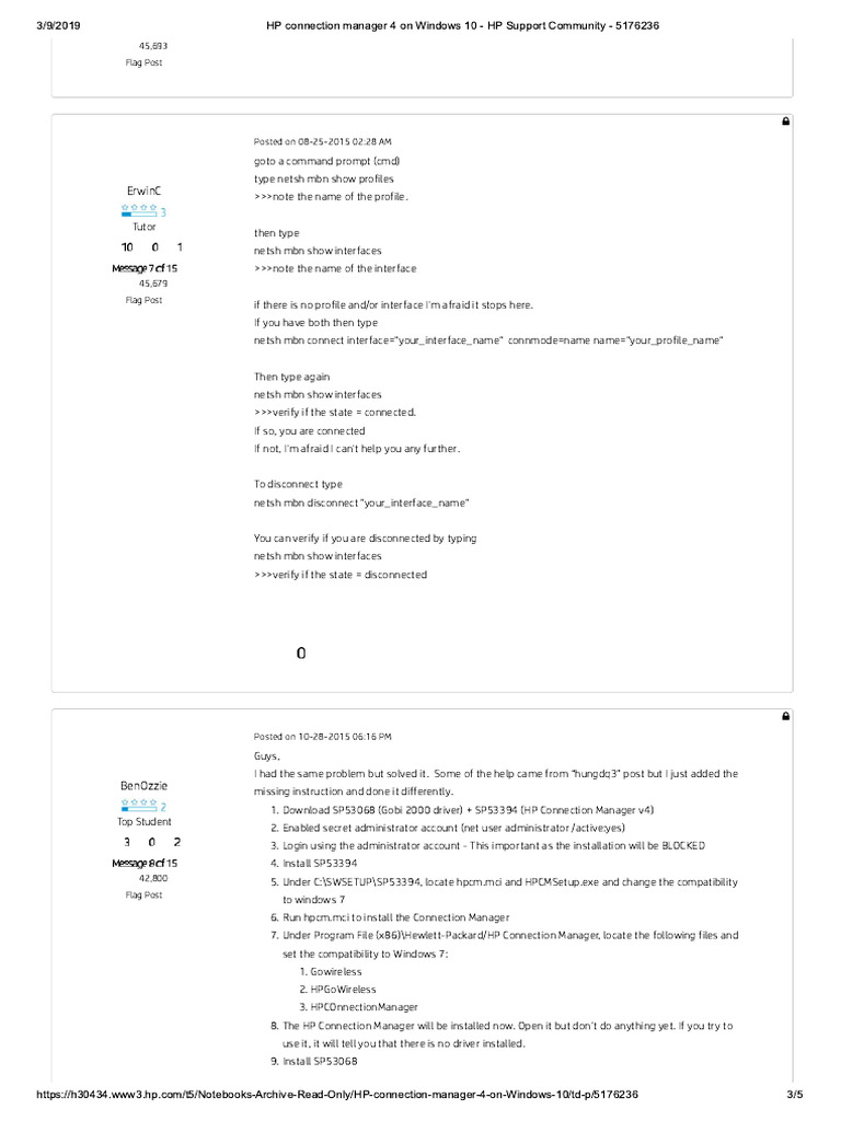 HP connection manager 4 on Windows 10 | PDF