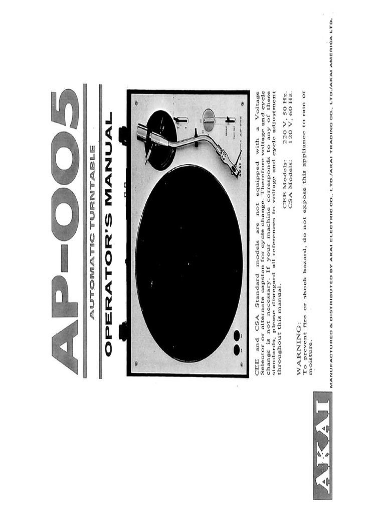 Alai AP 005 Owners Manual | PDF