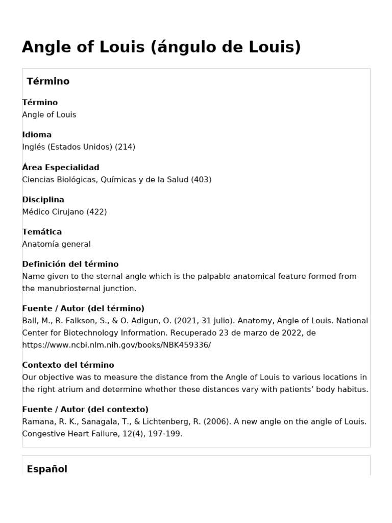 Ángulo de Louis: Anatomía y Función | PDF | Sistema musculoesquelético ...