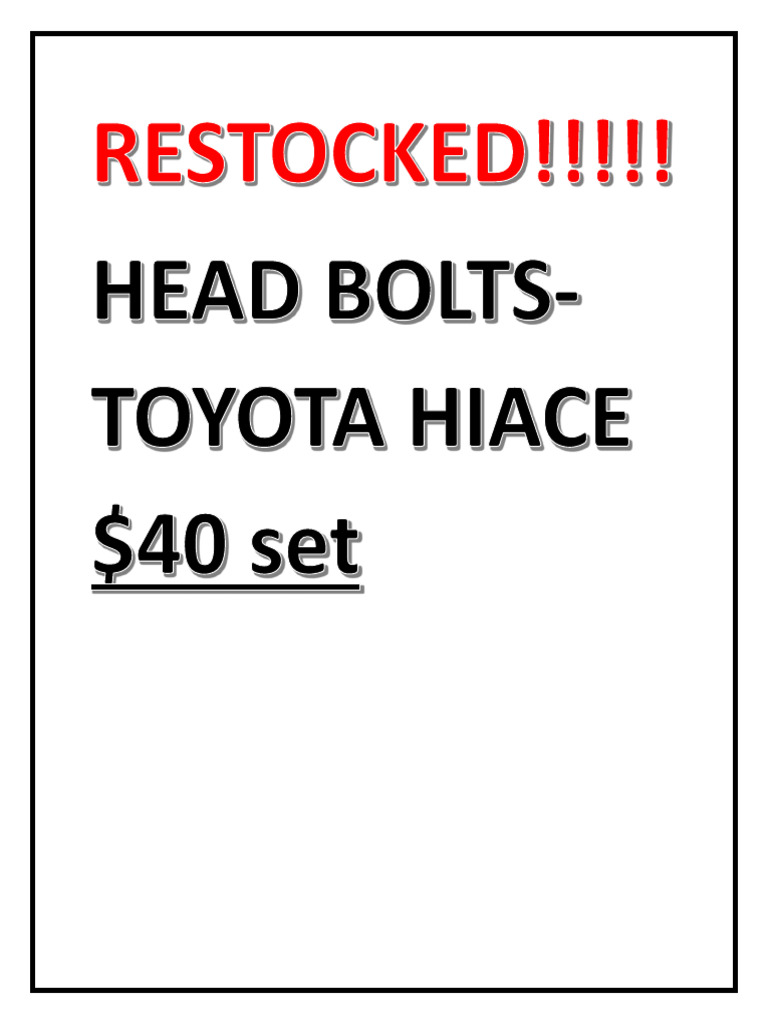 Head Bolts-Hiace | PDF