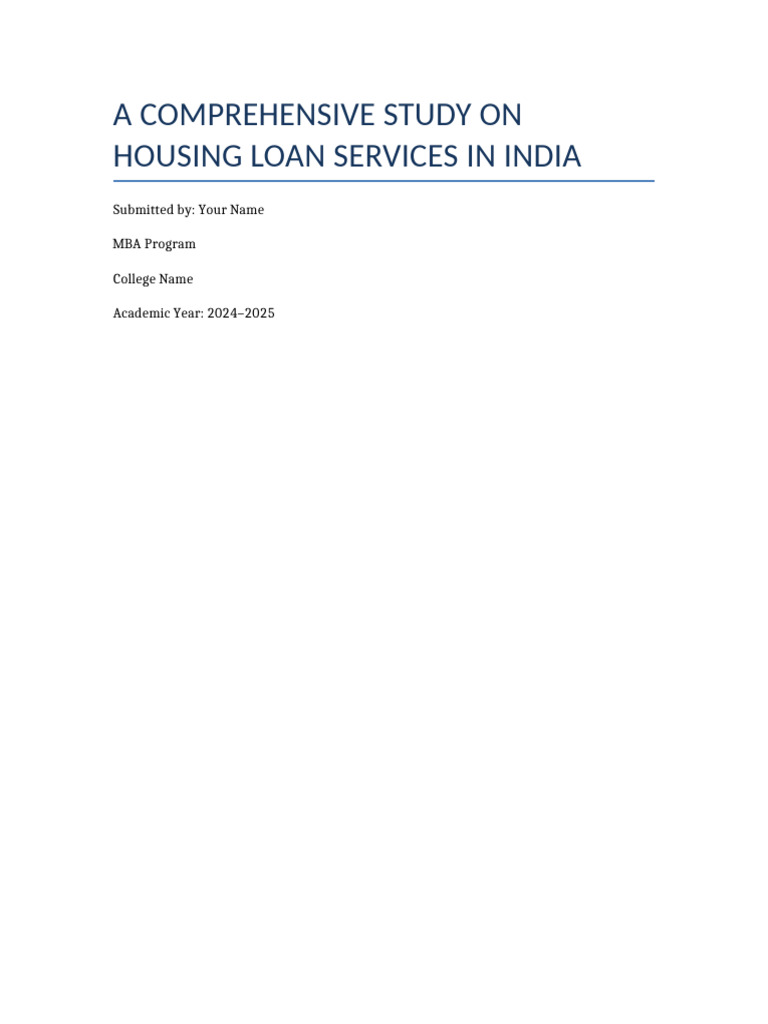 Housing Loan Services in India Analysis | PDF | Mortgages | Loans