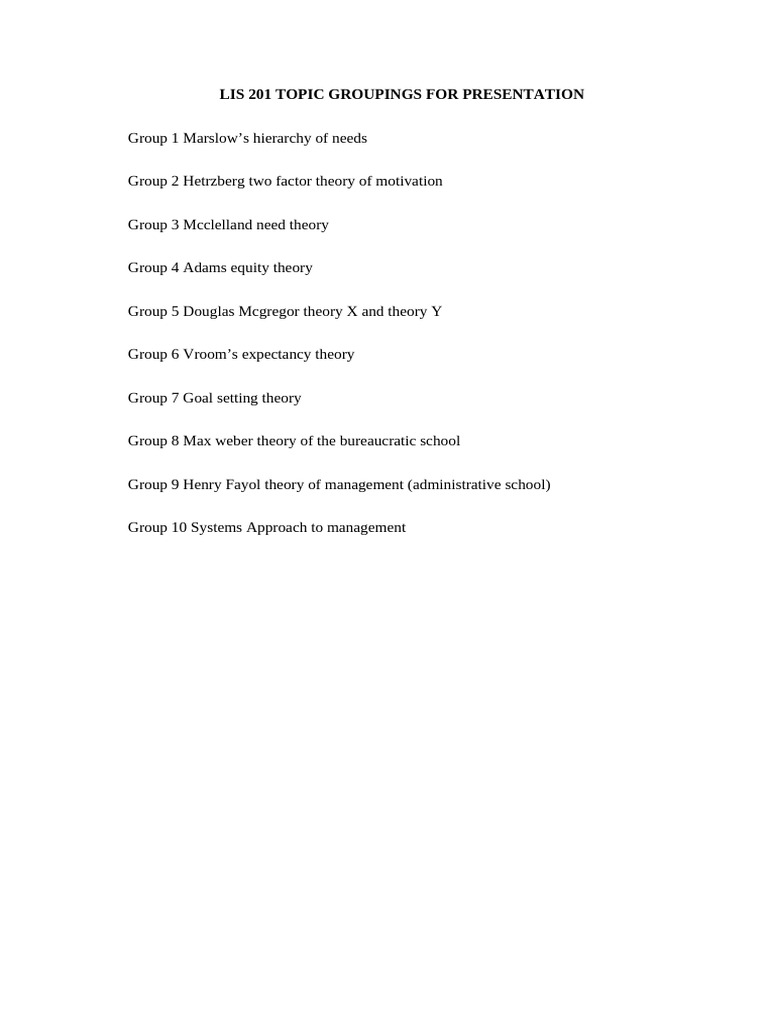 Lis 201 Topic Groupings For Presentation | PDF
